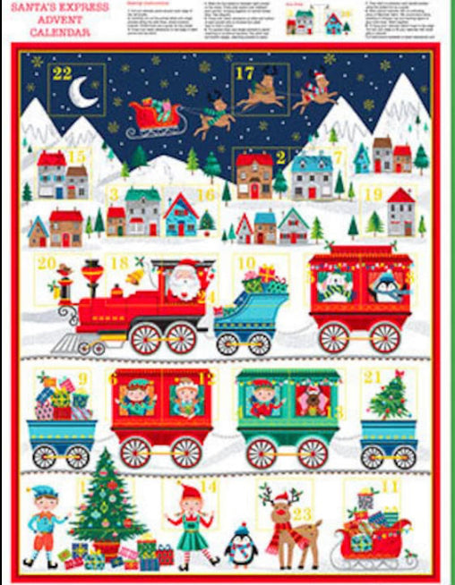 Santa Express Advent Calendar Panel by Makower UK – brownpeacockquilts